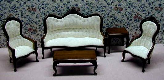 Walnut Living Room with White Brocade from FINGERTIP FANTASIES ...